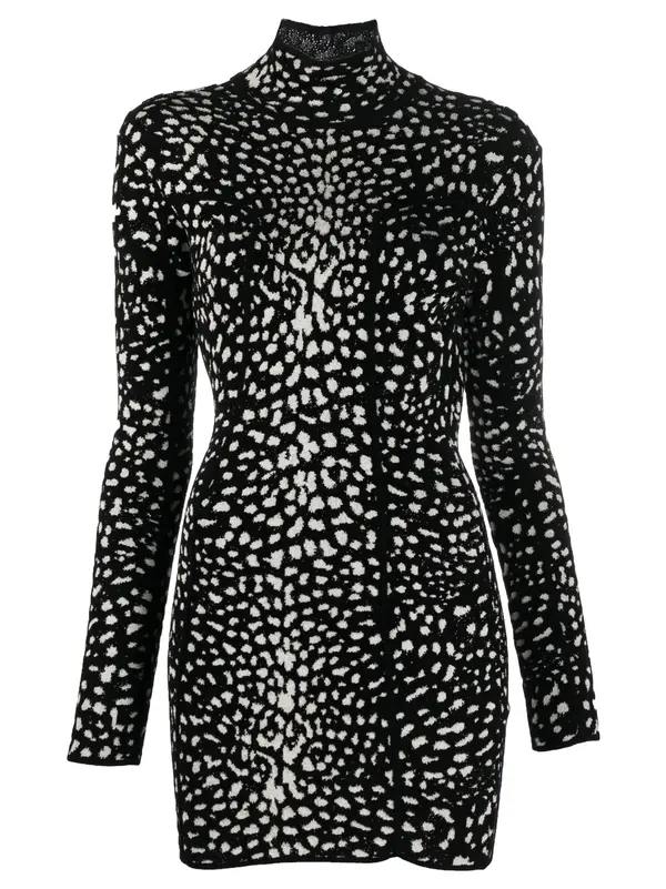 Roberto Cavalli Leopard Jacquard Mini Dress - Black