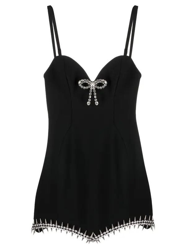 AREA Crystal-embellished Mini Dress - Black