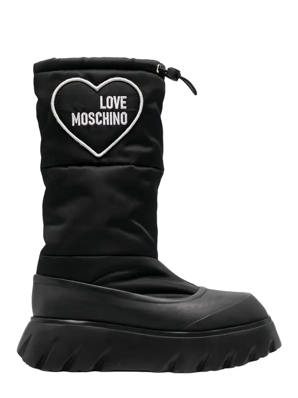 Moschino Padded Heart Patch Boots - Black