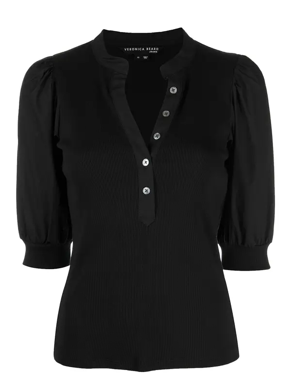 Veronica Beard Coralee Button-up Top - Black