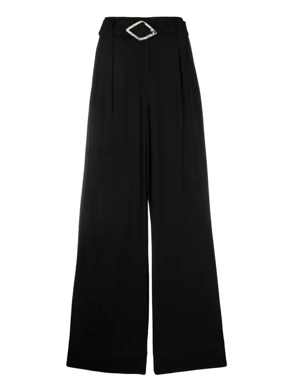 GANNI Belted Palazzo Trousers - Black