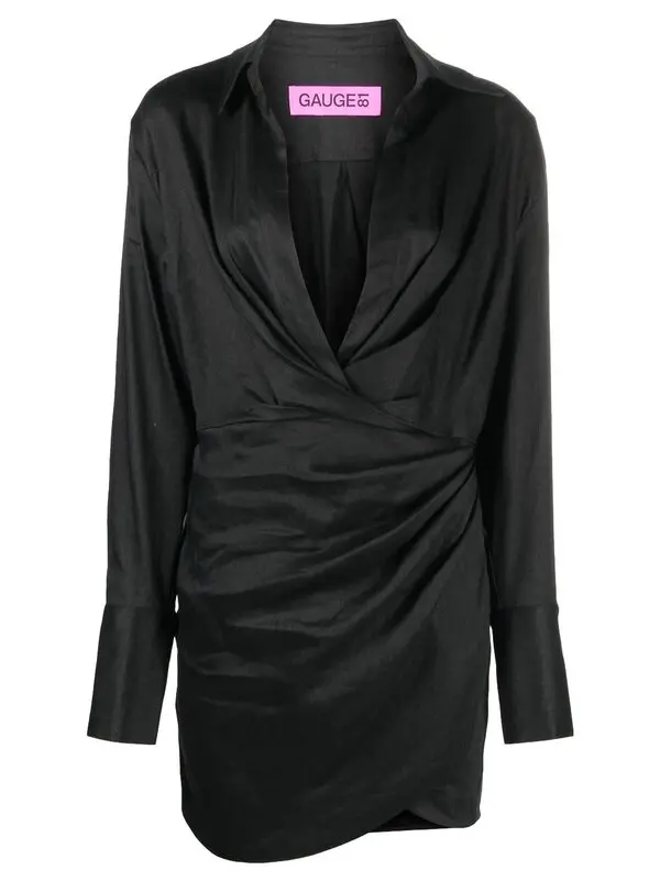 Gauge81 Naha Draped Mini Shirt Dress - Black