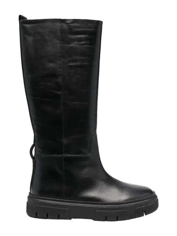 Geox Isotte Leather Knee-high Boots - Black