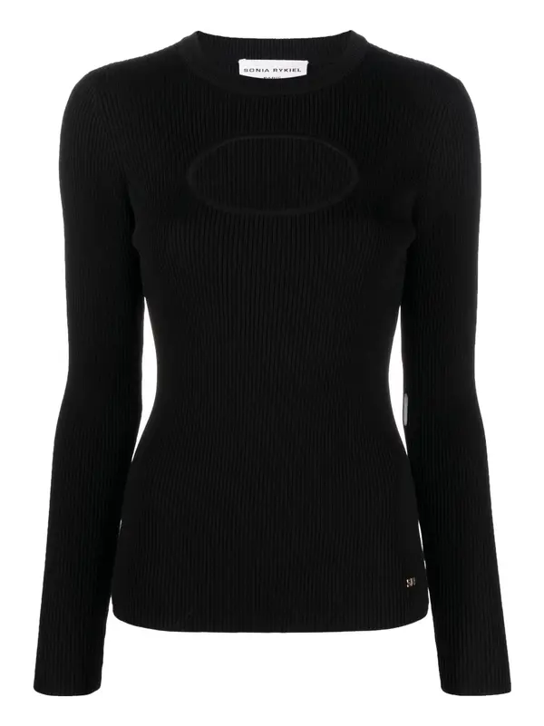 Sonia Rykiel Paris Cut-out Long-sleeve Top - Black