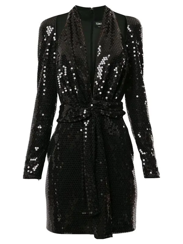 TOM FORD Sequin Cut Out Halter Dress - Black