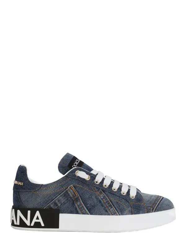 Dolce & Gabbana Portofino Logo-tag Leather Sneakers - Blue