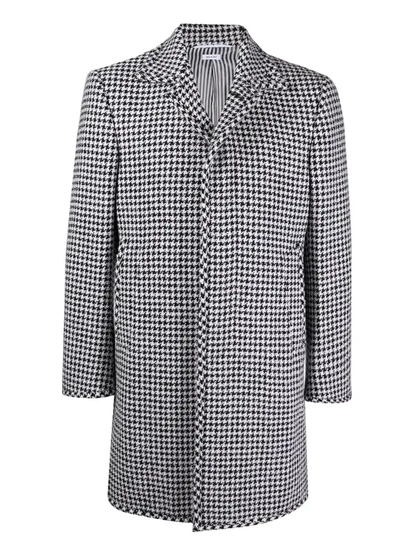 Thom Browne Houndstooth Wool Single-breasted Coat - Black