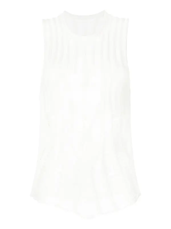 DION LEE Distressed Floats Tank Top - White