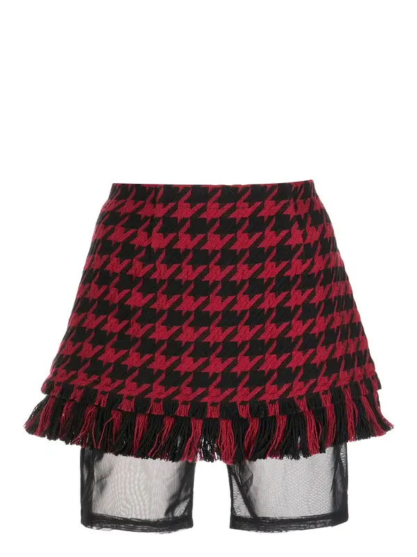 Monse Houndstooth-pattern Mini Skirt - Red