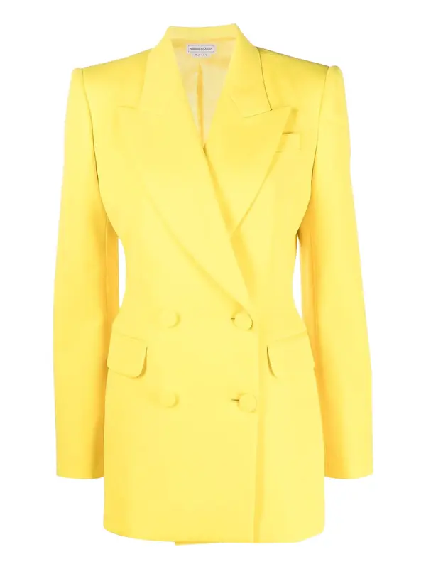 Alexander McQueen Double-breasted Wool-blend Blazer - Yellow