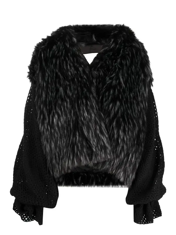 TU LIZÉ Tu Lize Oversized Faux Fur Jacket - Black