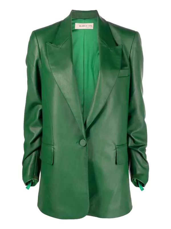 BLANCA VITA Polished-finish Single-breasted Blazer - Green
