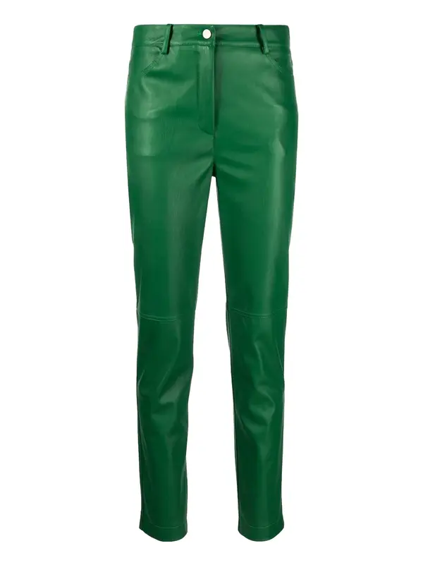 BLANCA VITA Faux-leather Trousers - Green