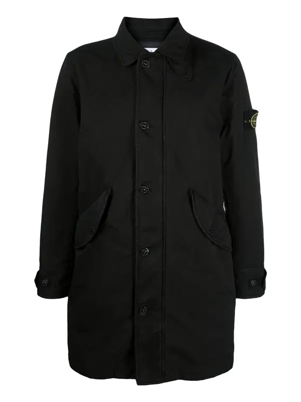 Stone Island Logo-patch Coat - Black
