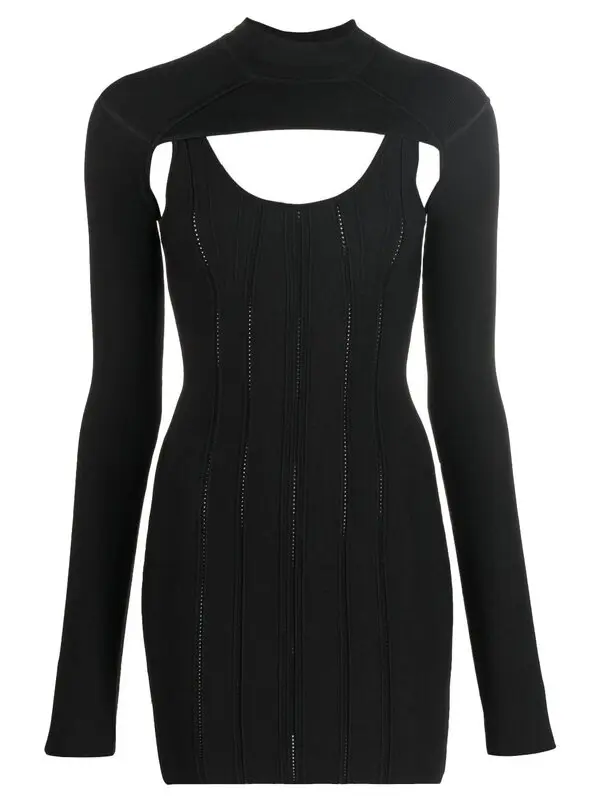 Roberto Cavalli Ribbed-knit Mini Dress With Removable Bolero - Black