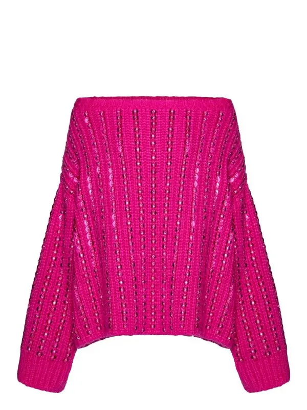 Valentino Garavani Embroidered Off-shoulder Jumper - Pink