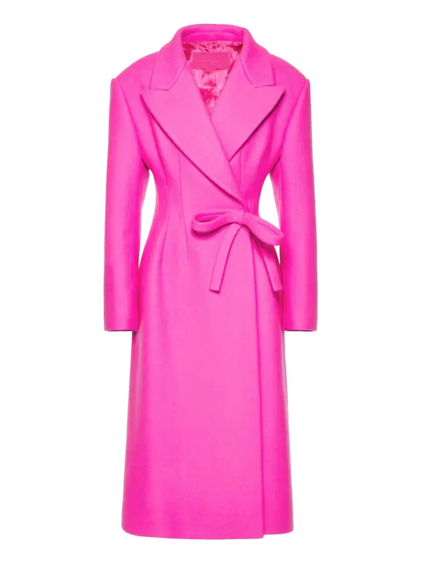 Valentino Garavani Diagonal Bow-detail Long Coat - Pink