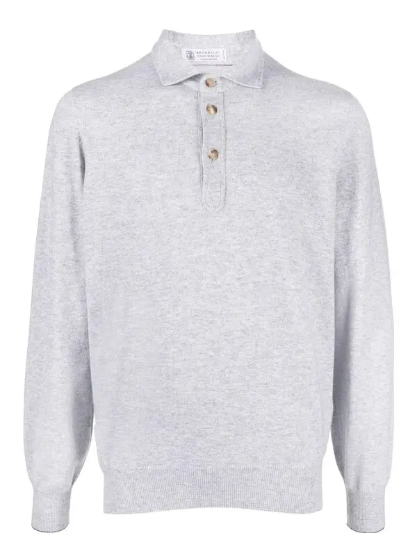 Brunello Cucinelli Cashmere Polo Shirt - Grey
