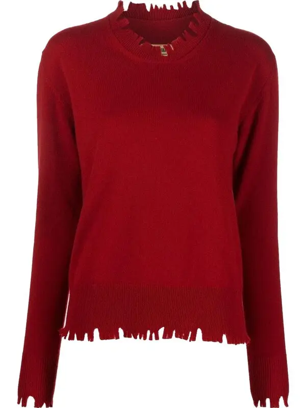 UMA WANG Distressed-edge Knit Jumper - Red