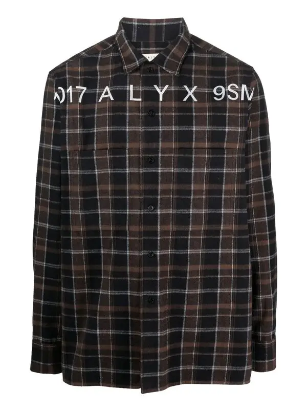 1017 Alyx 9sm Cotton Tartan Long-sleeve Shirt - Brown