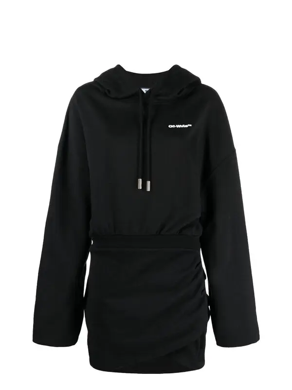 Off-White Hoodie Dress With Embroidered Logo - Black