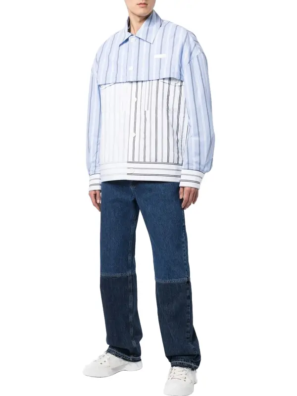 FENG CHEN WANG Layered Striped Jacket - White