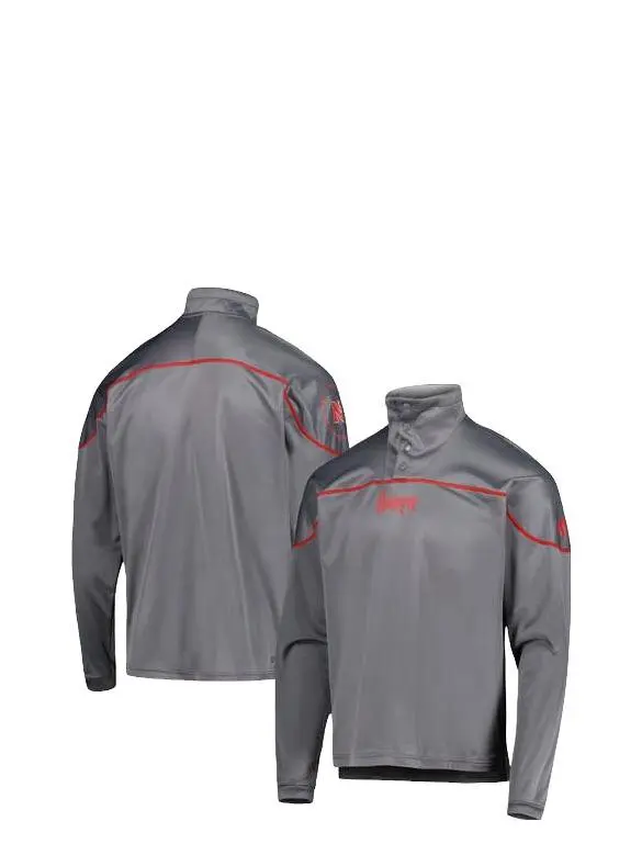 Adidas Nebraska Huskers Aeroready Knit Quarter-snap Jacket - Gray