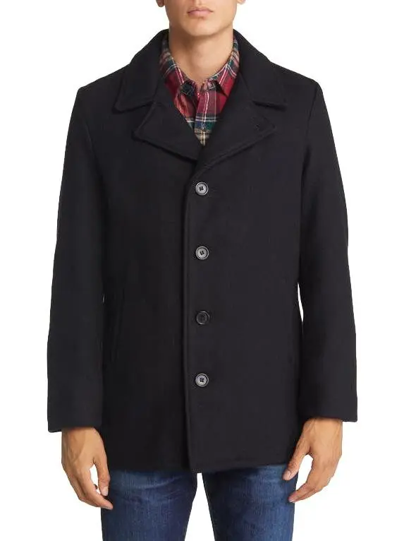 SCHOTT Wool-blend Car Coat - Navy