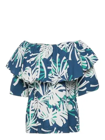 Alpha Studio Off-the-shoulder Floral Top - Blue