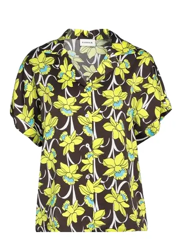 P.a.r.o.s.h Floral Print Satin Shirt - Brown