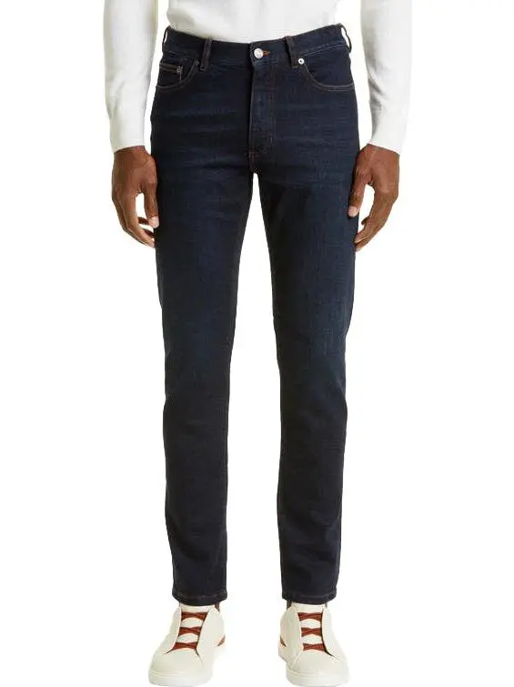 Zegna City Fit Stretch Denim Jeans - Dark Blue
