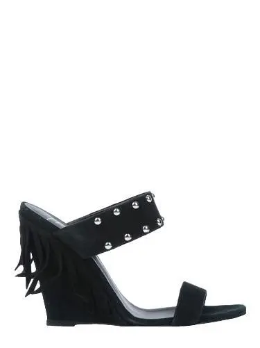 GIUSEPPE ZANOTTI Leather Wedge Sandals - Black