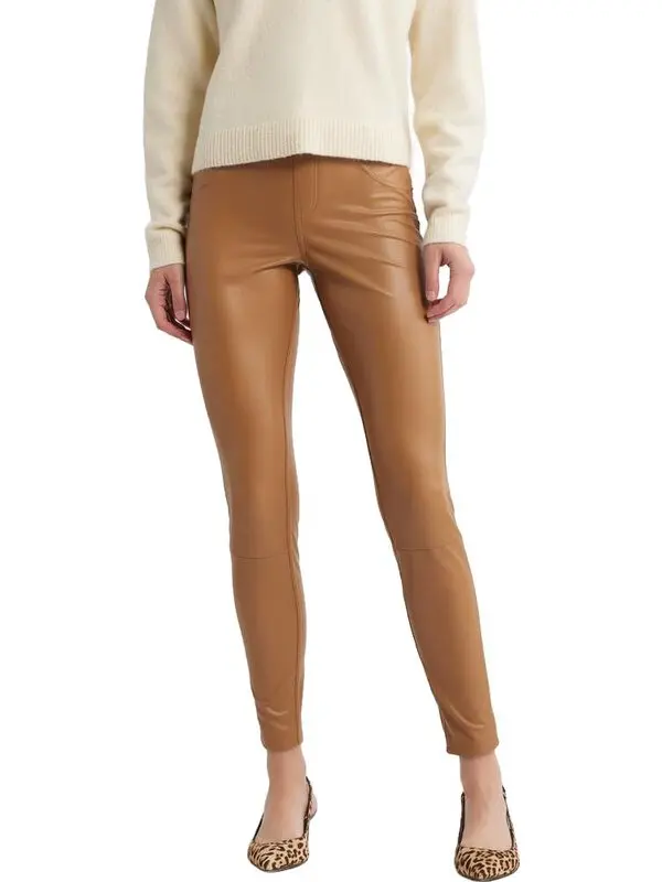 Hue Faux Leather Leggings - Tobacco Brown