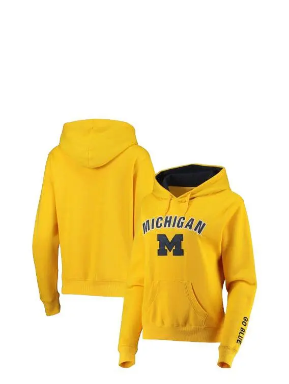 COLOSSEUM Michigan Wolverines Arch & Logo Pullover Hoodie - Maize