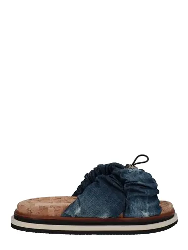 Hogan Denim Slide Sandals - Blue