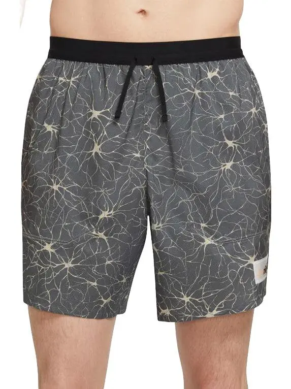 Nike Stride Water-repellent Mesh Running Shorts - Iron Grey/peach Cream