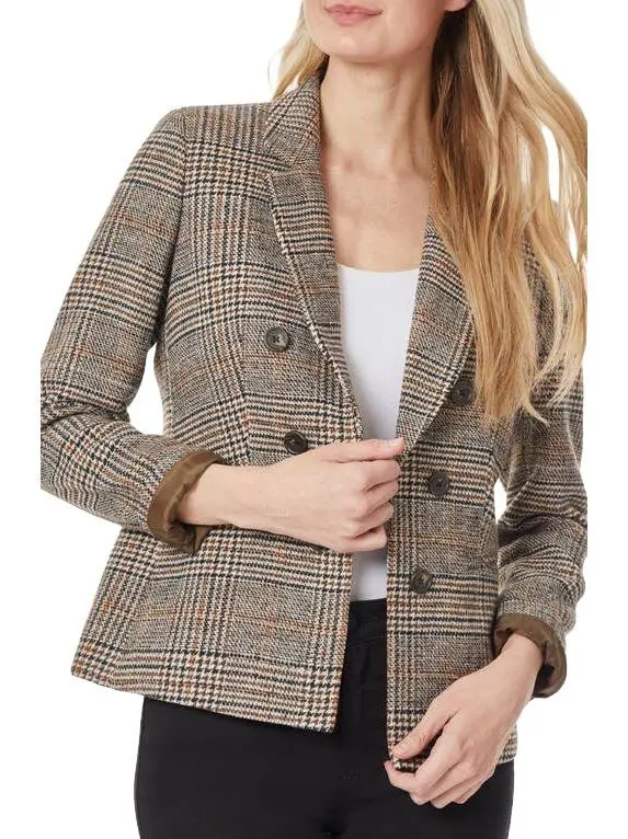 Jones New York Houndstooth Faux Double Breasted Jacket - Cola Combo