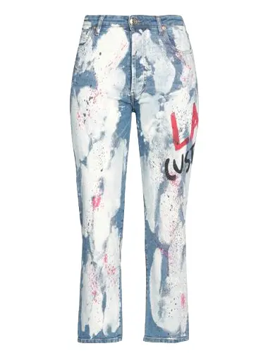 CUSTO BARCELONA Tapered Jeans In Printed Stretch Denim - Blue