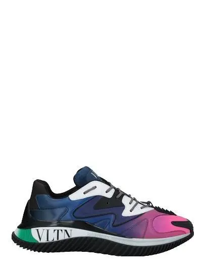 Valentino Garavani Multicolored Textile And Leather Sneakers - Blue