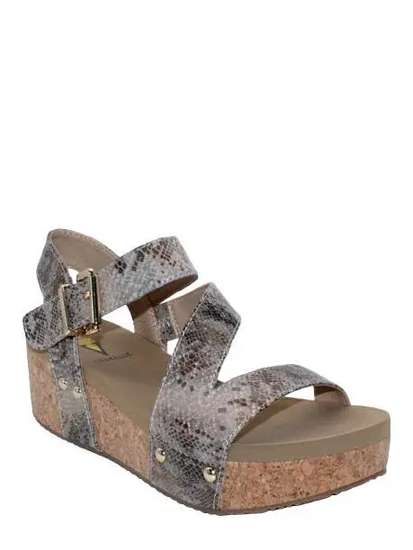 VOLATILE Biloxi Platform Wedge Sandal - Rose Gold Snake