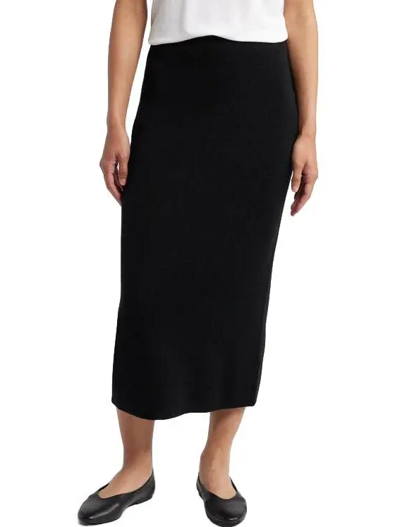 Eileen Fisher Merino Wool Pencil Skirt - Black