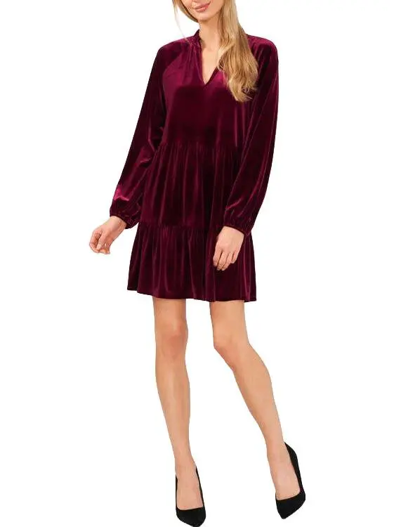 CECE DUPRAZ Split Neck A-line Dress - Majestic Wine