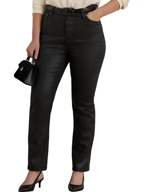 Ralph Lauren Coated High-rise Straight Ankle Jeans - Black