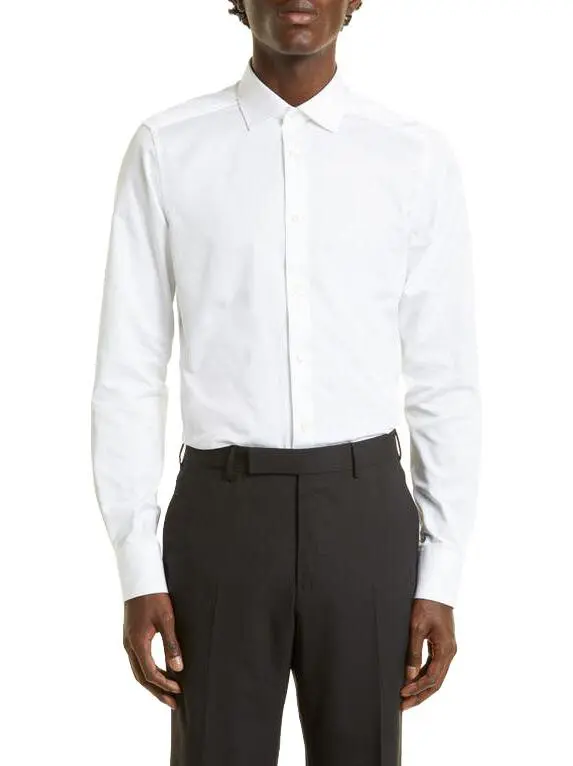 Zegna Microstripe Trecapi Cotton Button-up Shirt - White