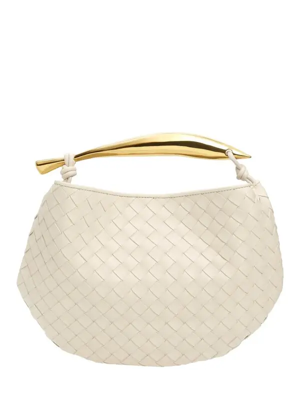 Bottega Veneta Sardine Intrecciato Top Handle Bag - 9104 Chalk-m Brass