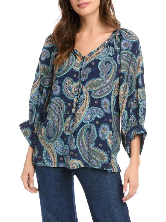 Karen Kane Print Blouson Sleeve Top - Paisley