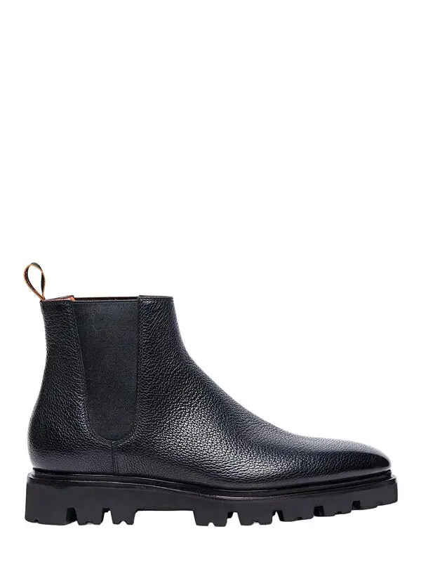 Santoni Carter Leather Chelsea Boots - Black