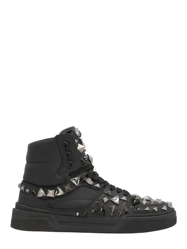 Dolce & Gabbana Dg Logo Studded High-top Sneakers - Black