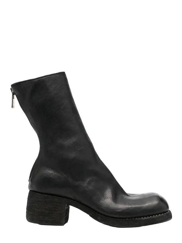 Guidi Rear-zip Leather Boots - Black