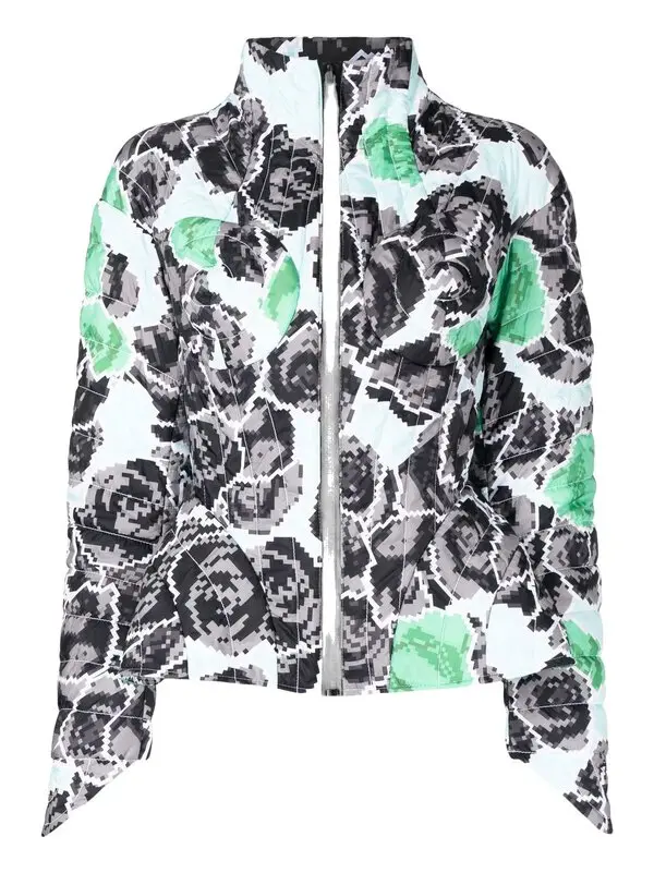 Natasha Zinko Sculpted Floral-print Puffer Jacket - Green
